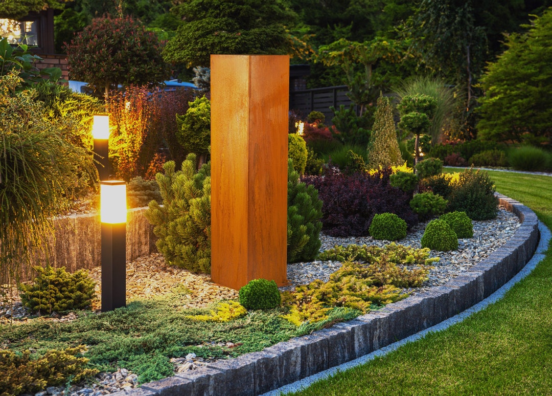 Garden Column, Garden Architecture, Planter, Lighting Box, Metal Garden ...