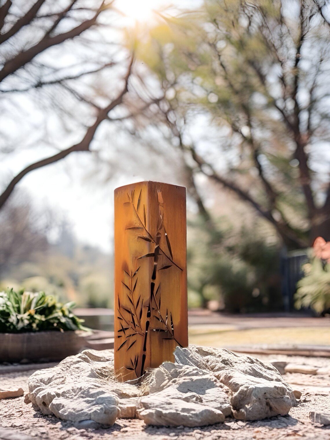 Bamboo Garden Columns, Asian Landscape Design, Planter, Lighting Box ...