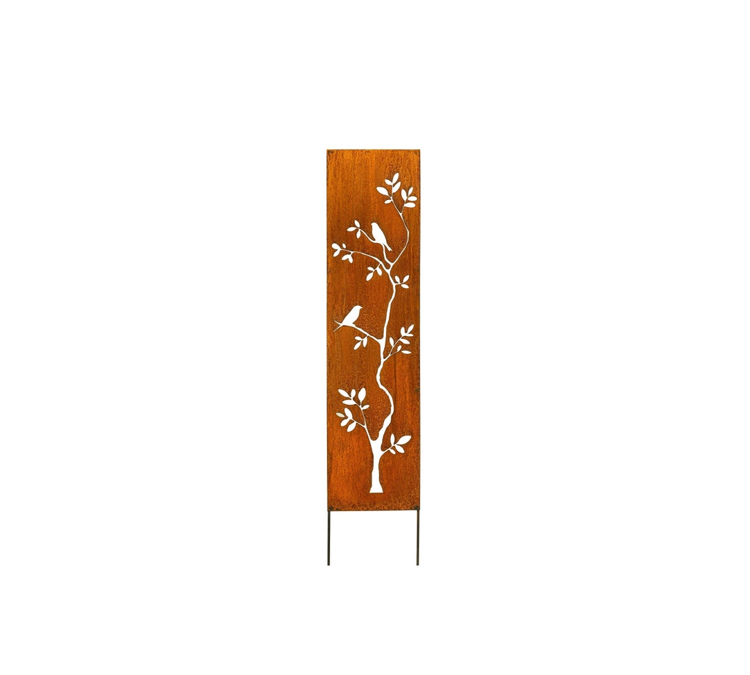Birds on Tree Branches, Rusty Privacy Screen, Garden Panel, 60x12 ...