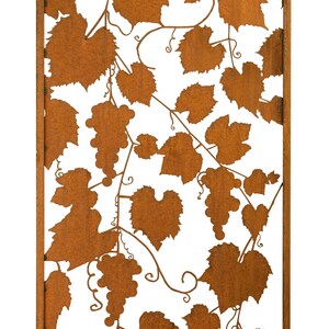 Grape Vine Metal Art Panel, Winery, Rusty Privacy Screen, Metal Garden ...