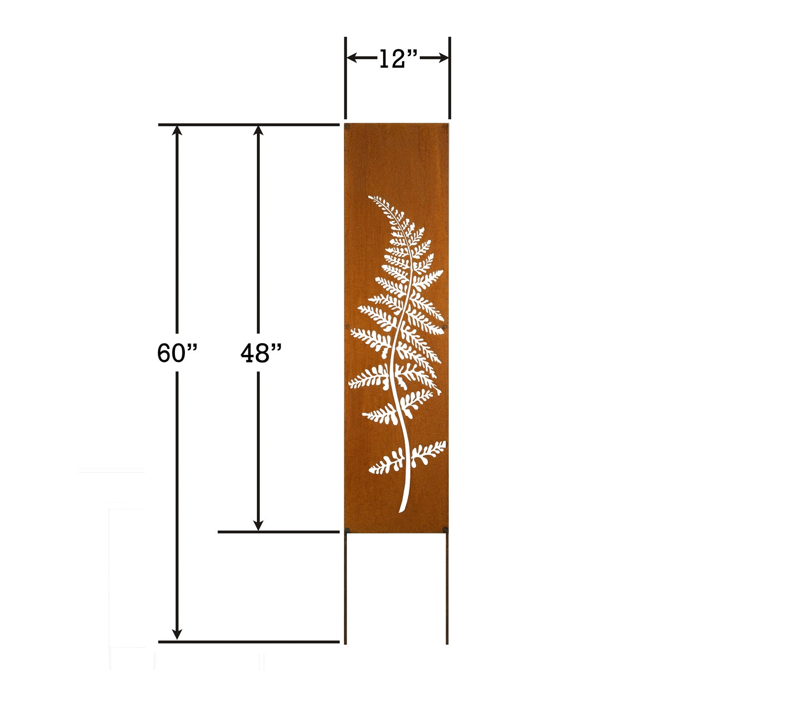 Fern Panel, Rusty Privacy Screen, Garden Panel, 48x12 With Stakes ...