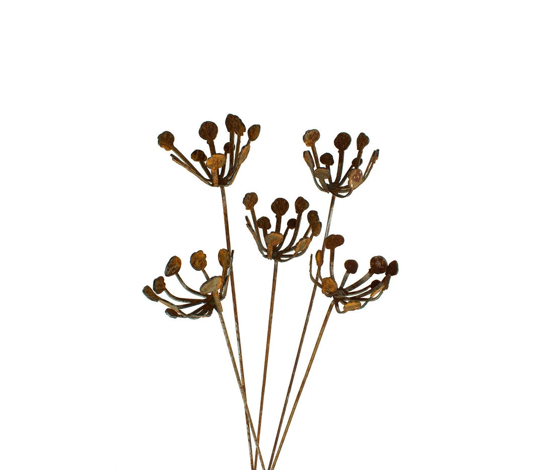Metal Flowers Garden Decor, Metal Sculpture Set of 3, 5 or 10 Garden ...