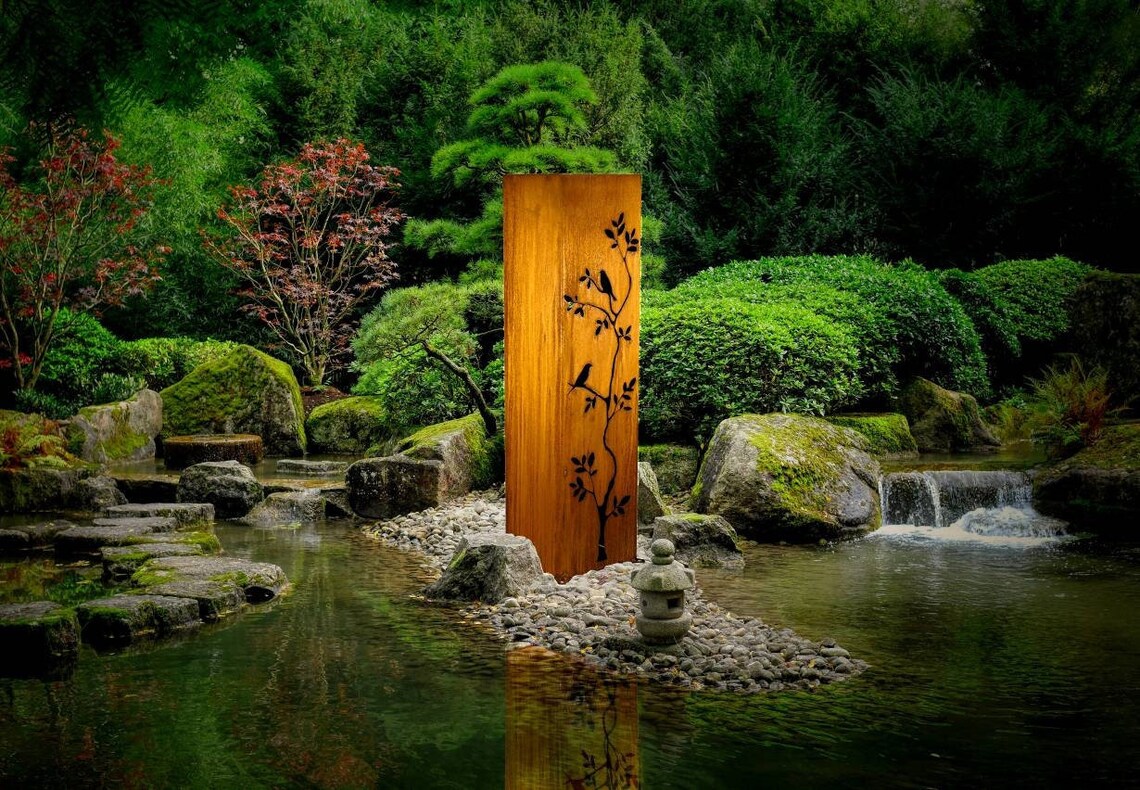 Birds on Branches Garden Column, Landscape Design, Planter, Lighting ...