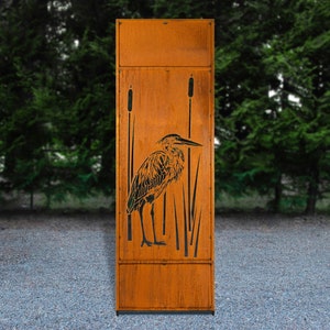 Heron Among the Reeds Privacy Screen Large Metal Garden Art Metal Art ...