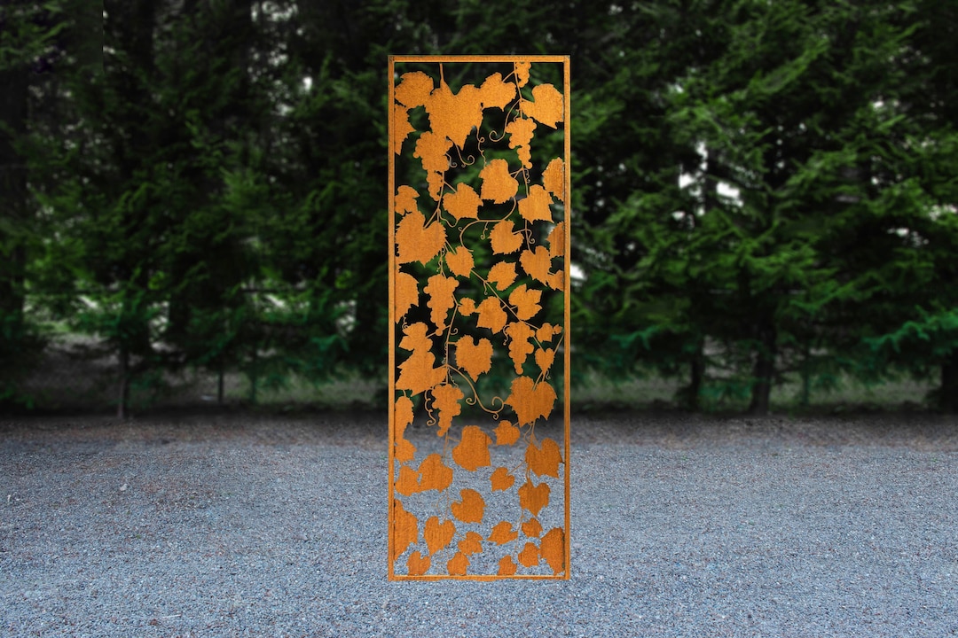 Grape Vine Metal Art Panel, Winery, Rusty Privacy Screen, Metal Garden ...
