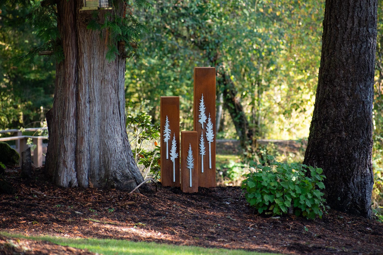 Fir Tree Column Set, Landscape Art, Planter, Lighting Box, Metal Garden ...