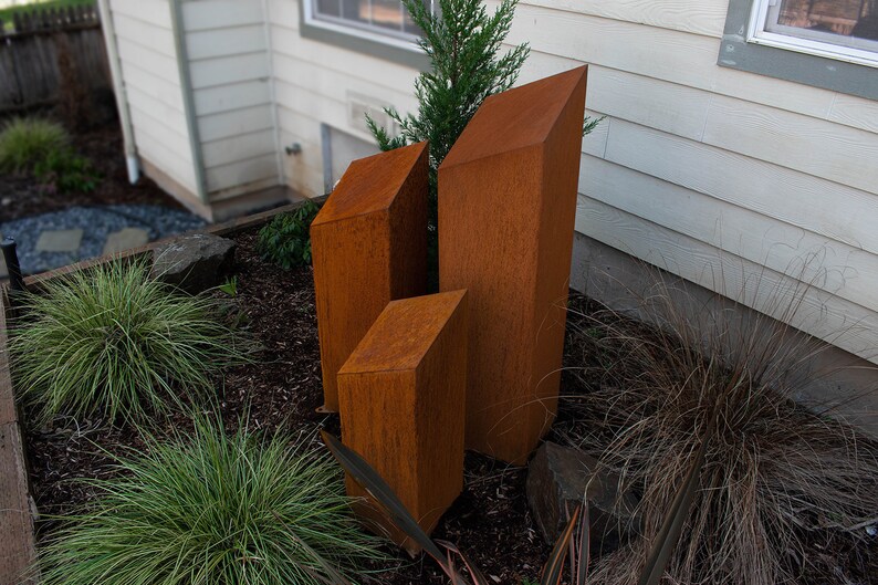 Architectural Garden Art Columns Metal Garden Decor Rusty - Etsy