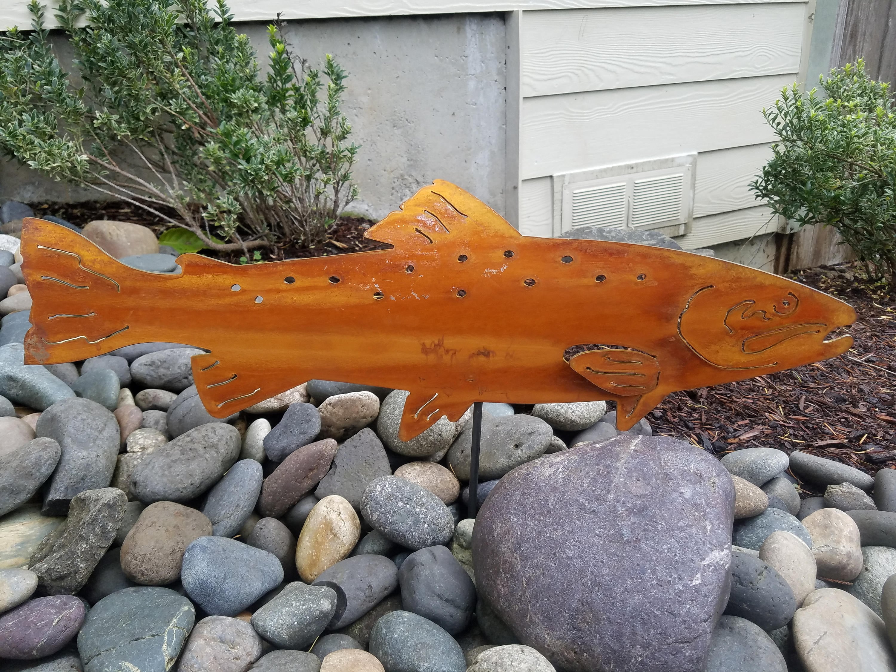 Rainbow Trout Fish Stake Outdoor Garden Art Yard Art For | Etsy