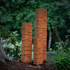 Fine Line Garden Column, Landscape Art, Planter, Lighting Box, Metal ...