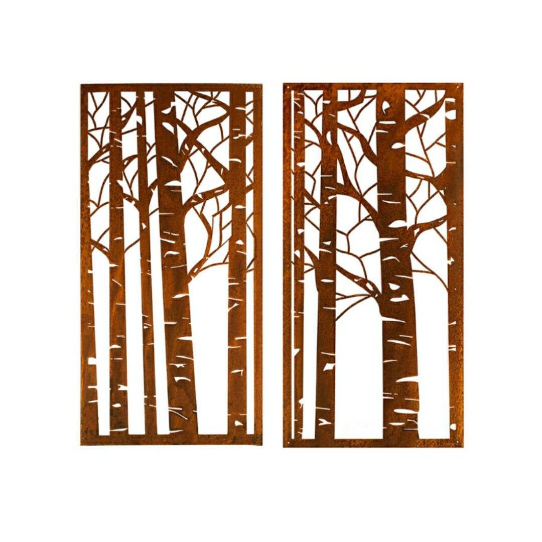 Birch Tree Forest Art Metal Privacy Screens With Birch - Etsy