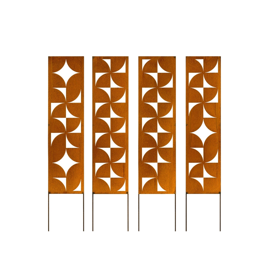 Stella Panel, Rusty Privacy Screen, Garden Panel, 12" X 48'', Garden ...