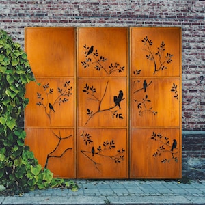 Birds on Tree Branches, Privacy Screens, Metal Garden Fencing, Garden ...