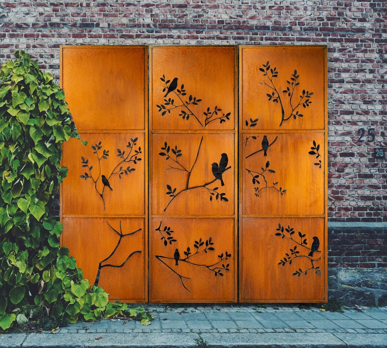 Birds on Branch Metal Garden Panels | Outdoor Privacy & Porch Screens ...