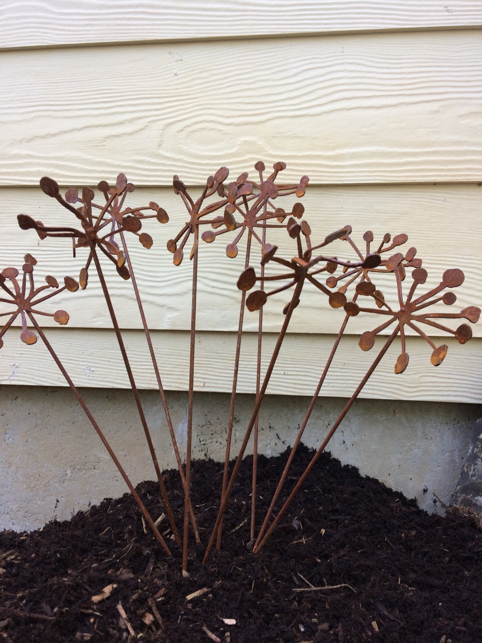 Metal Flowers Metal Garden Art Sculpture Set of 9 Garden - Etsy