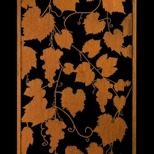 Grape Vine Metal Art Panel, Winery, Rusty Privacy Screen, Metal Garden ...