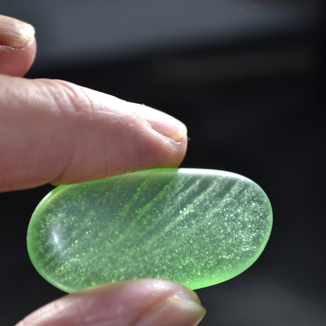 Green Beach Glass Free Form Cabochon - Etsy