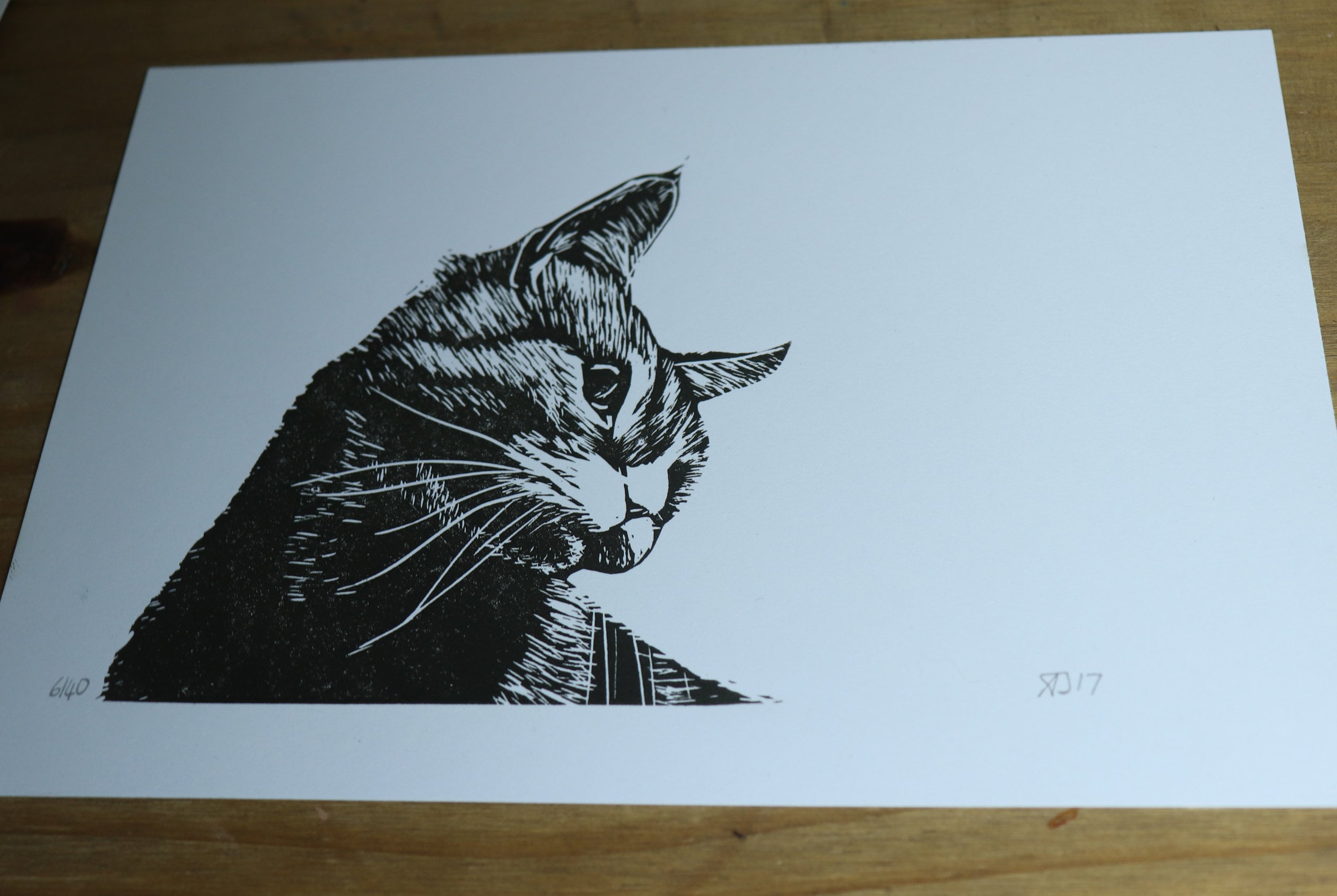 Cat Linocut Print, UK Artist, Limited Edition - Etsy