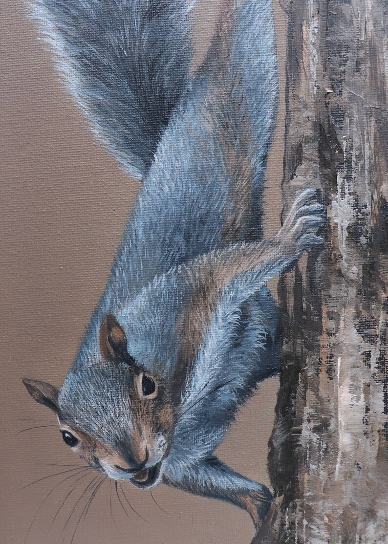 The Squirrel Oil Painting, Wildlife Art, Original Artwork Nature - Etsy