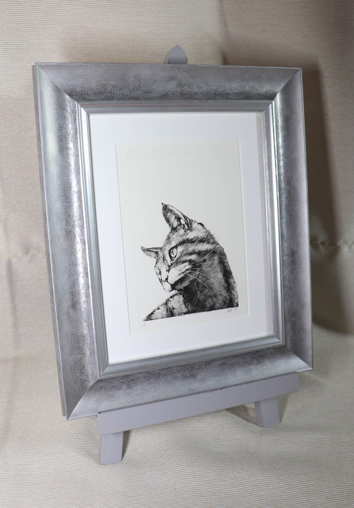 Cat Monoprint, Black and White Pet Portrait, Animal Artwork - Etsy