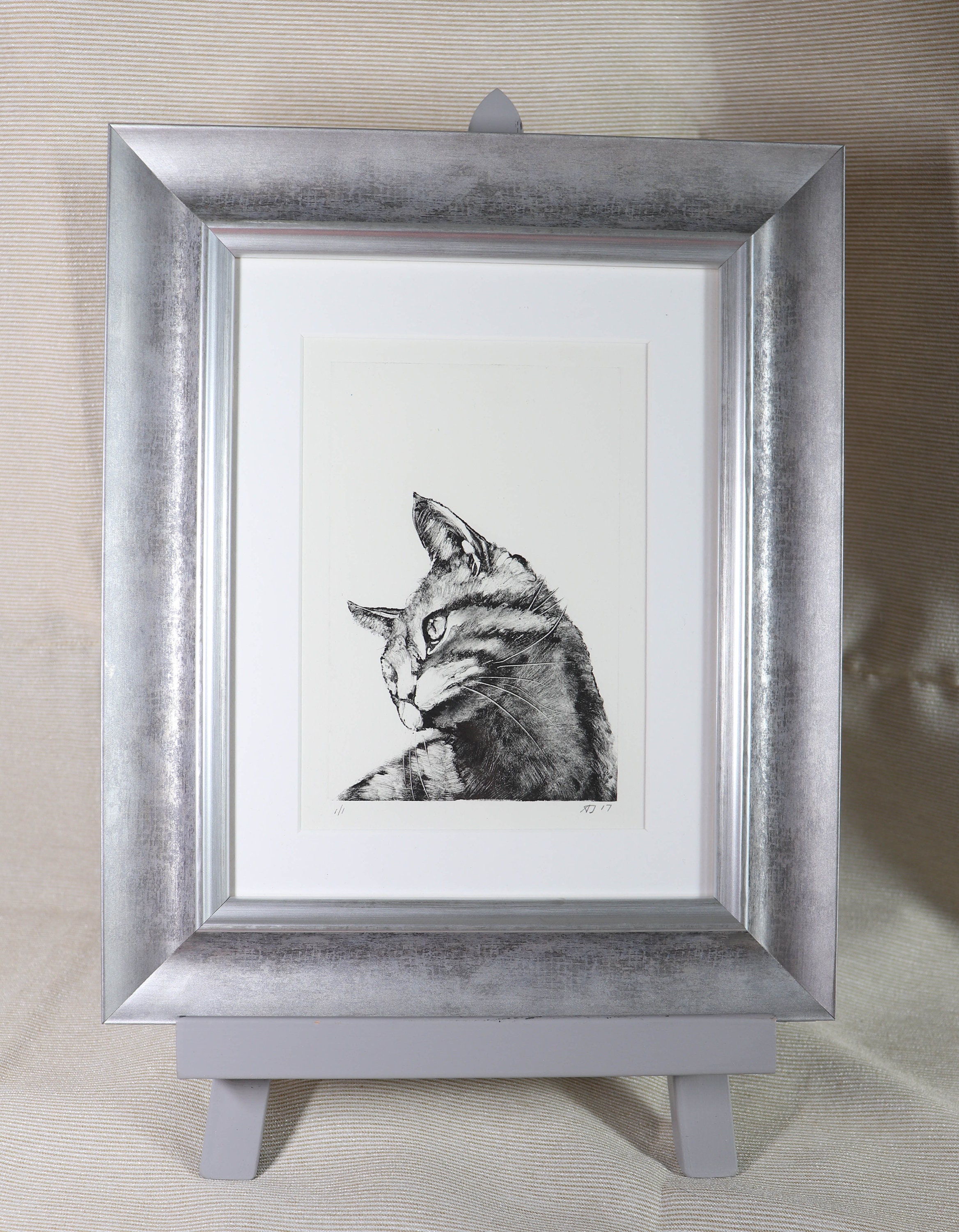 Cat Monoprint, Black and White Pet Portrait, Animal Artwork - Etsy