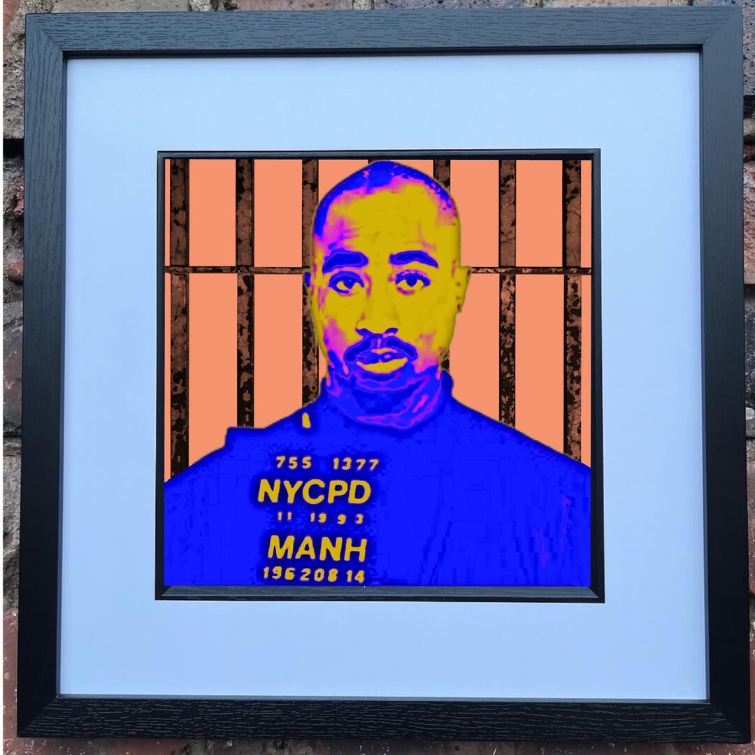 Jail Bird Tupac. Framed Original Pop Art 8” X 8” Print Signed by the ...