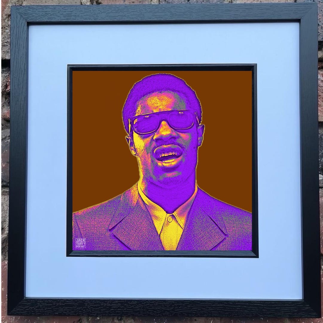 Stevie Wonder - Vibrant Pop Art Portrait – 8”x8” Framed & Artist-signed ...