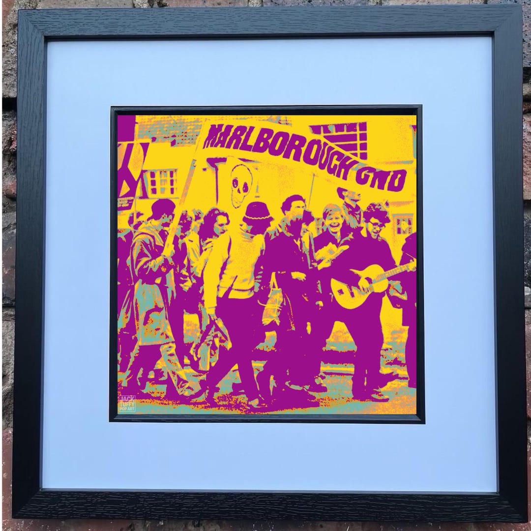 Ban the Bomb - Vibrant Pop Art Portrait – 8”x8” Framed & Artist-signed ...