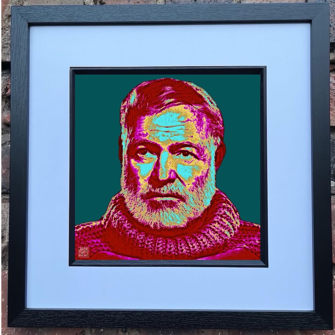 Ernest Hemingway - Vibrant Pop Art Portrait – 8”x8” Framed & Artist ...