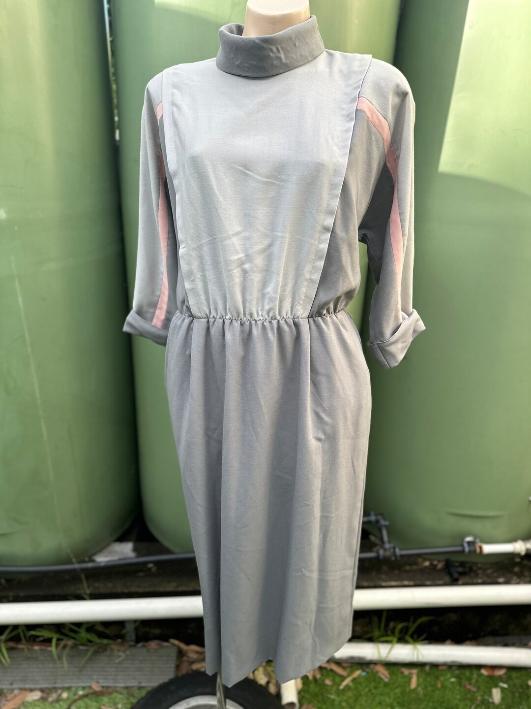FINK MODEL Vintage Wool 1980s Winter Grey / Pink Mod Dress 42 - Etsy