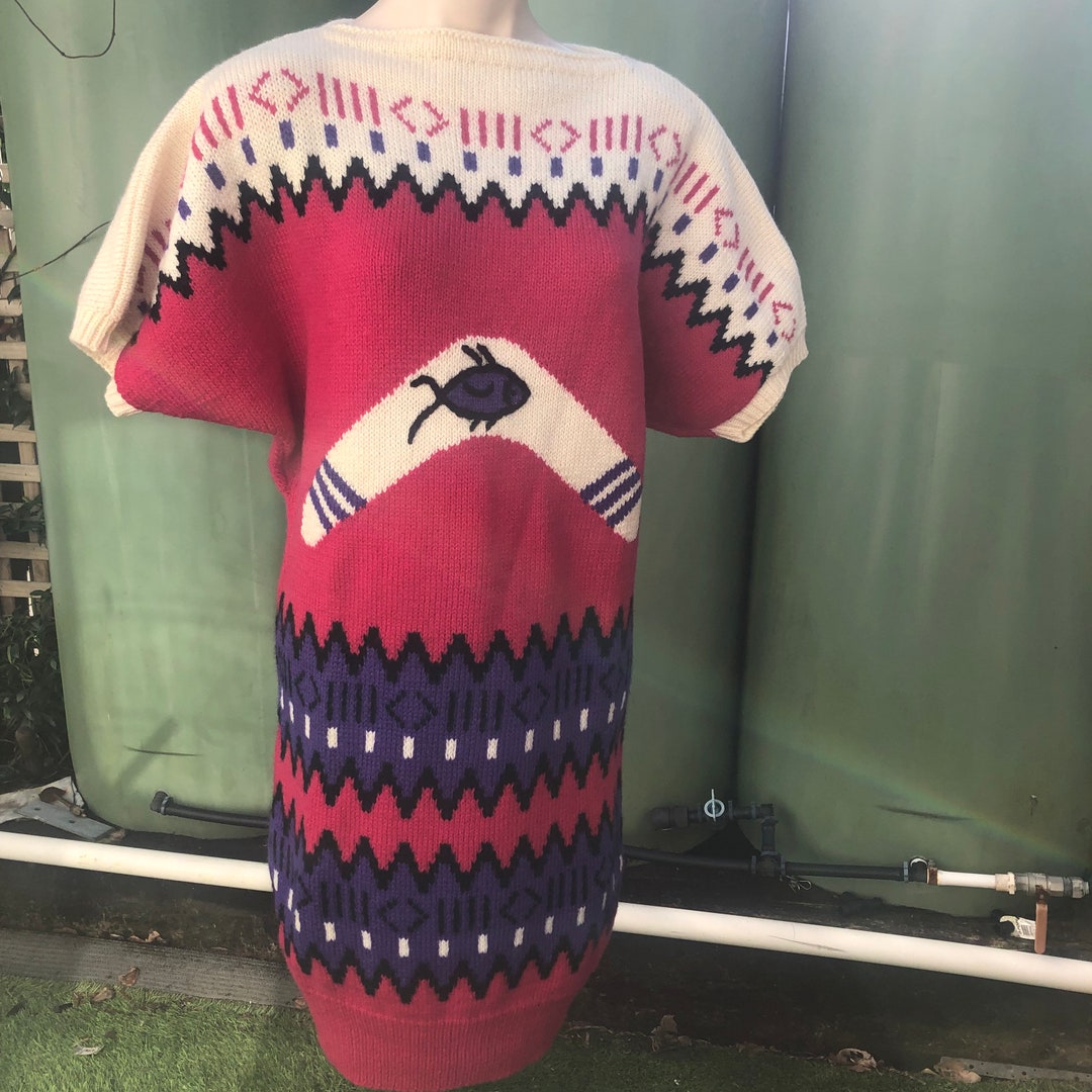 Hand Knitted Australian Aboriginal/ Indigenous Art Inspired Wool Dress ...