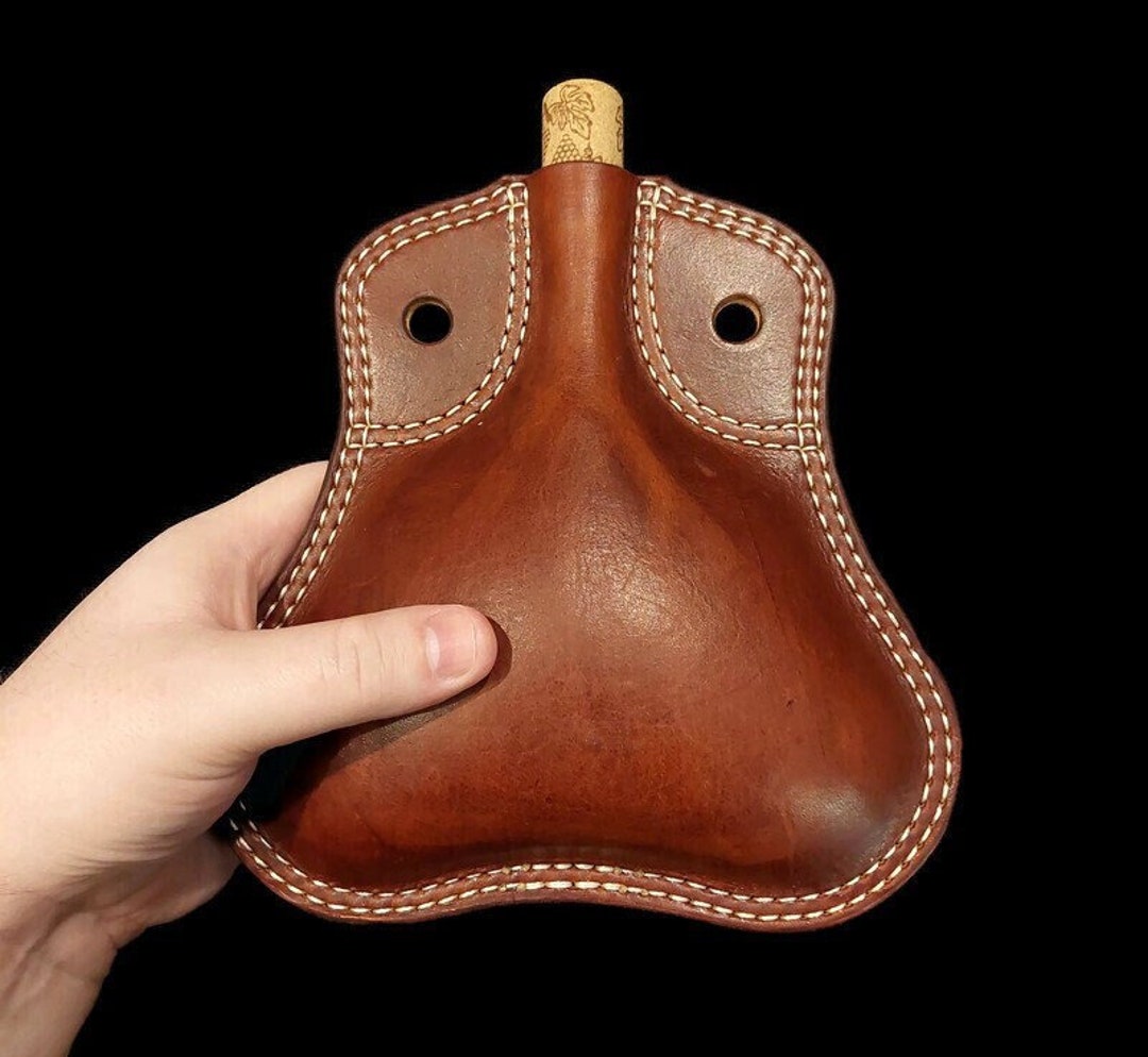 600 Ml/20 Oz Leather Water Bottle/ Wine Skin - Etsy