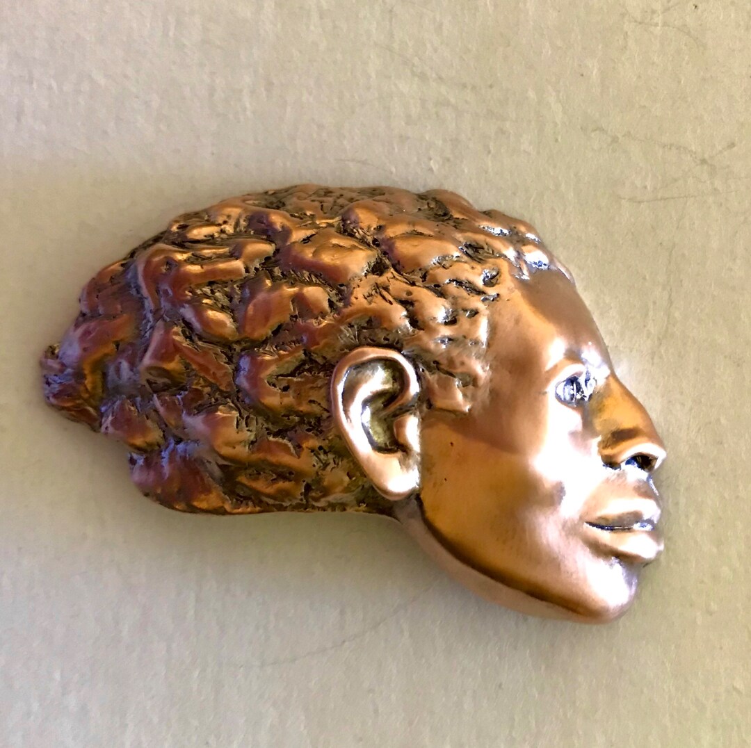 Face in Profile Brooch Cast in Shibuichi - Etsy