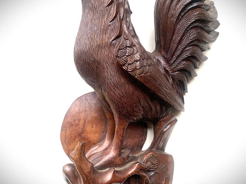 Vintage Chinese Wooden Carved Cockrel Wall Statue - Etsy