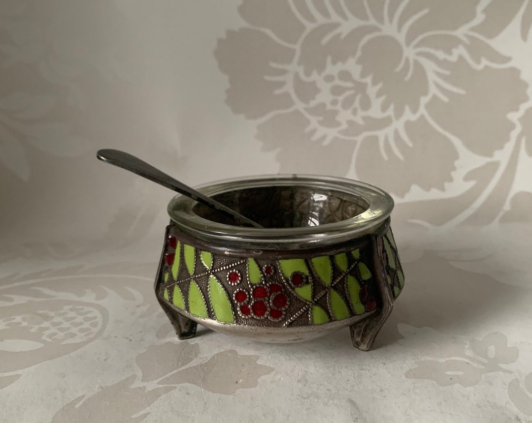 Vintage Eastern European Enameled Silver Salt Cellar - Etsy