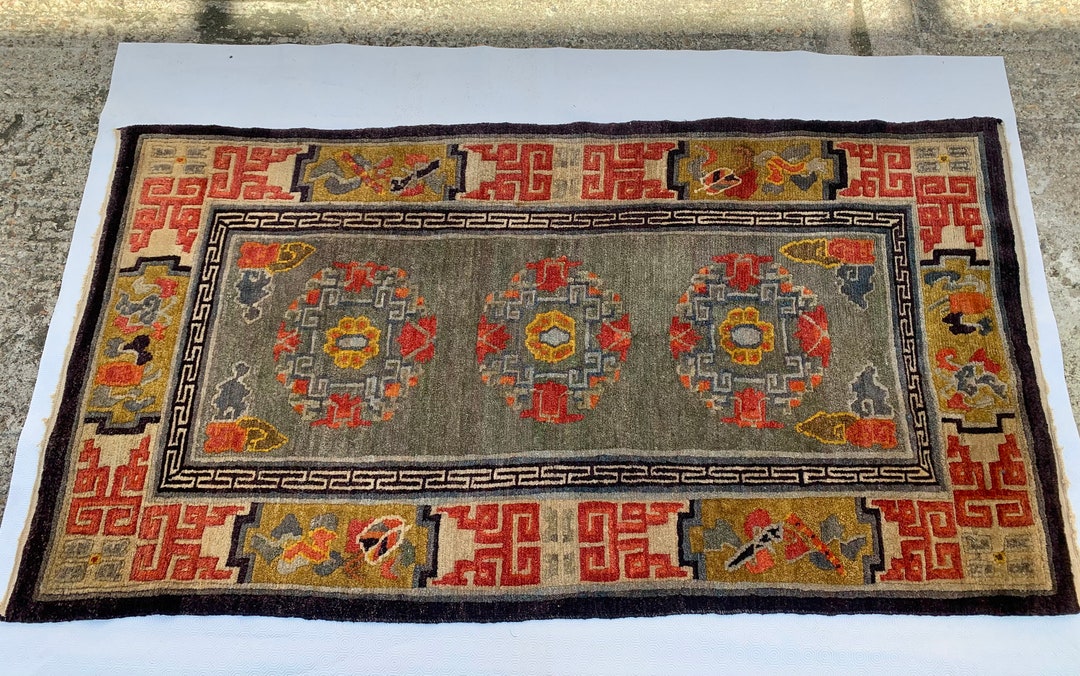 Art Deco Tibetan Wool Woven Rug - Etsy