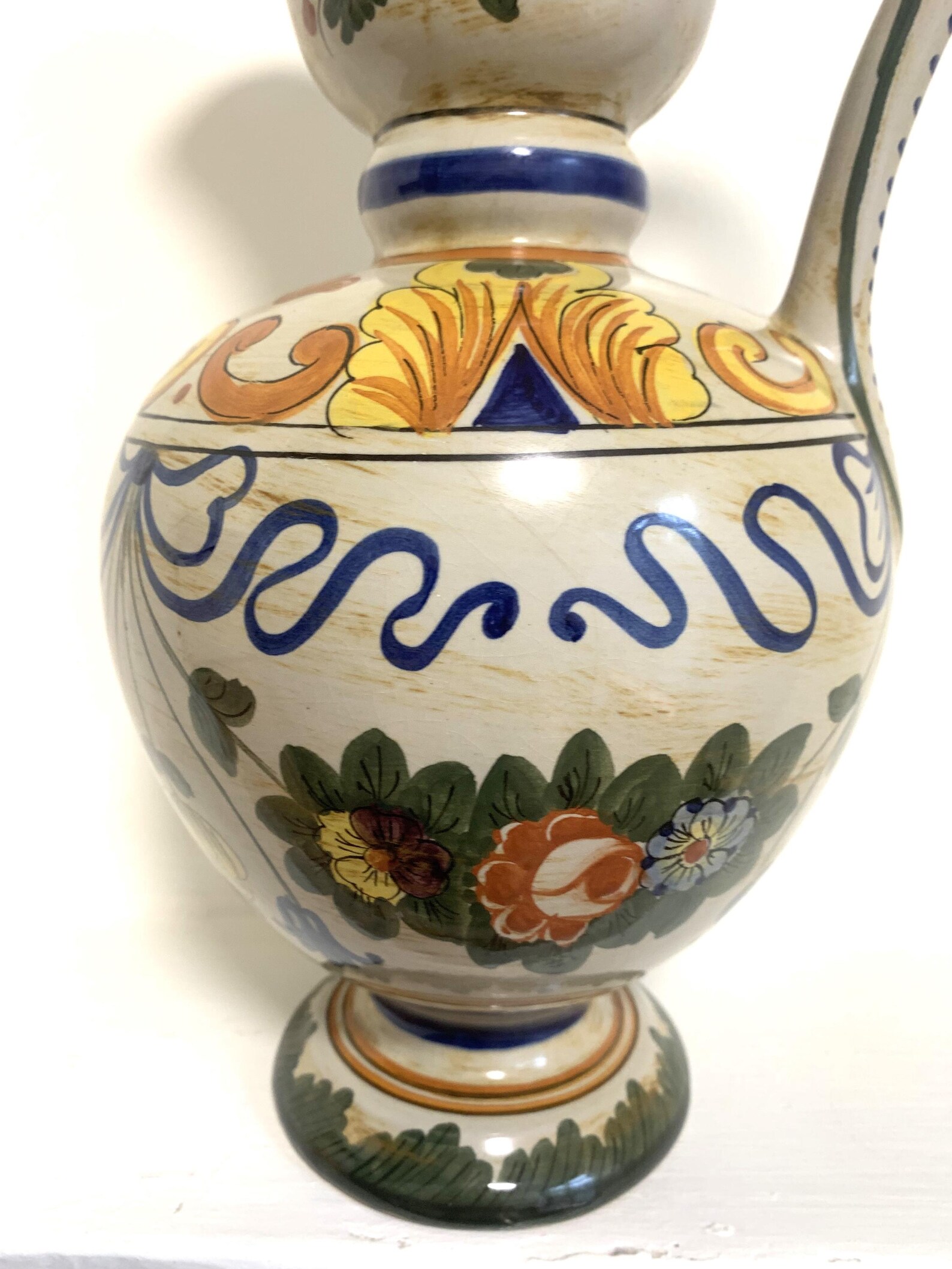 Vintage Italian Deruta Majolica Pottery Painted Large Pitcher - Etsy