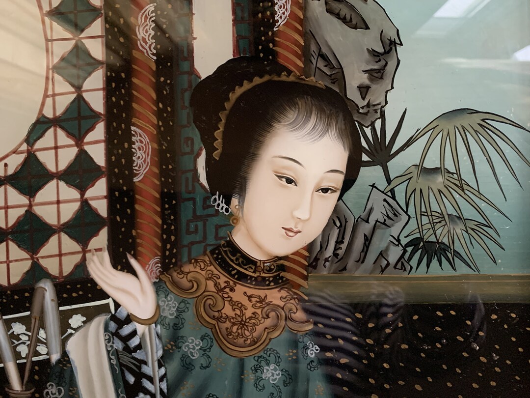 Antique Chinese Reverse Glass Portrait Painting - Etsy