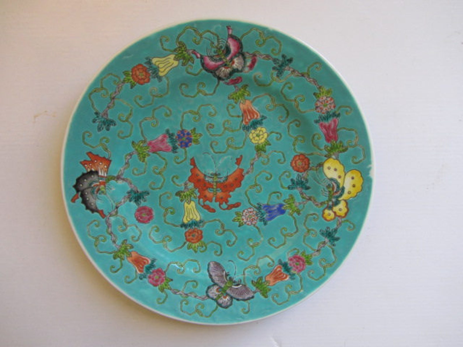 Antique Chinese Porcelain Butterfly Plate Signed - Etsy