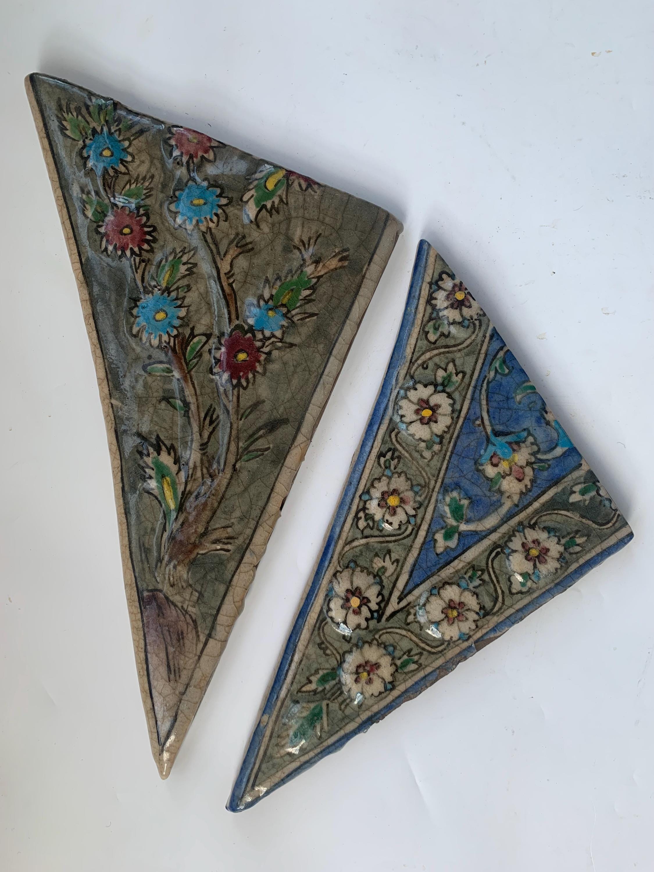 Antique Middle Eastern Pottery Painted Tile X 2 - Etsy