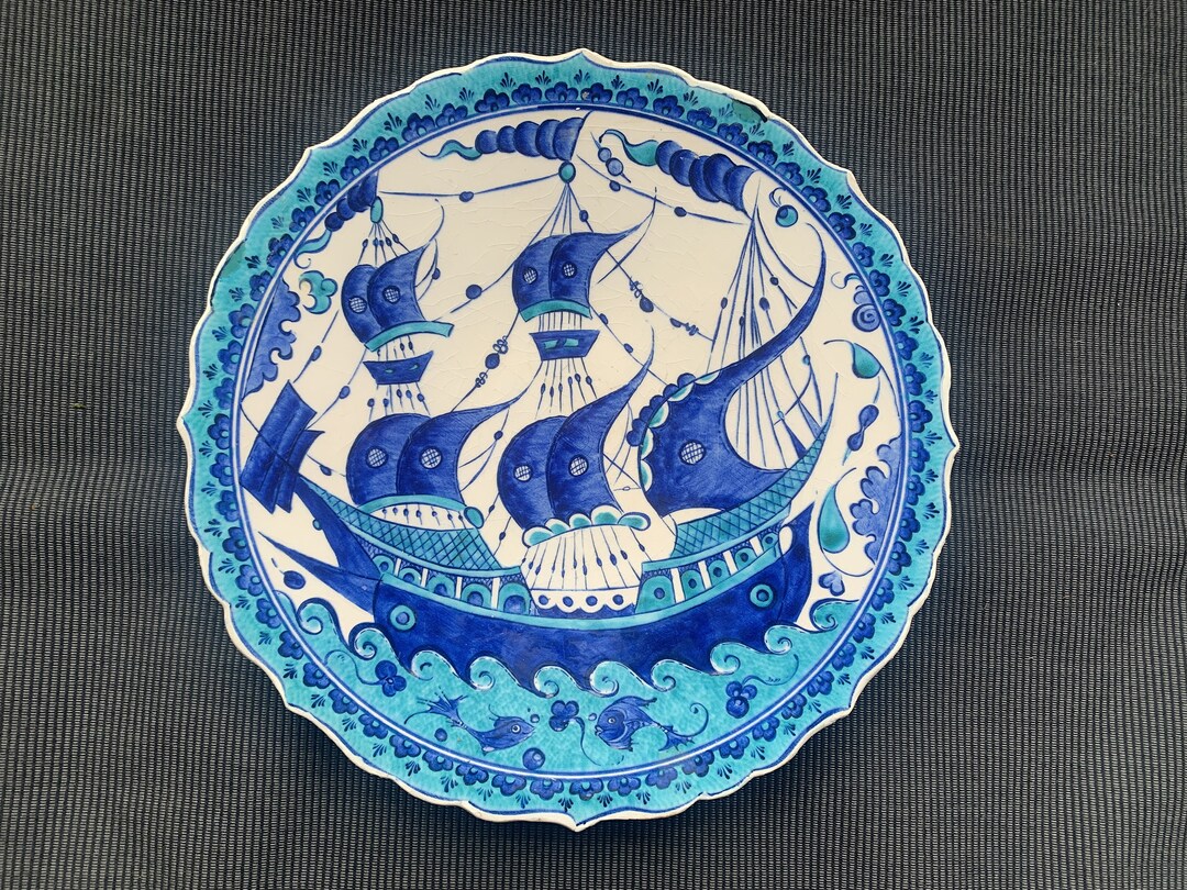 Vintage Kutahya Porcelain Painted Ship Wall Plate - Etsy
