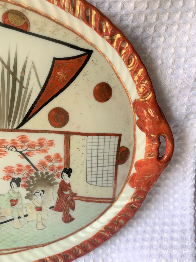 Antique Japanese Hand Painted Large Tray - Etsy