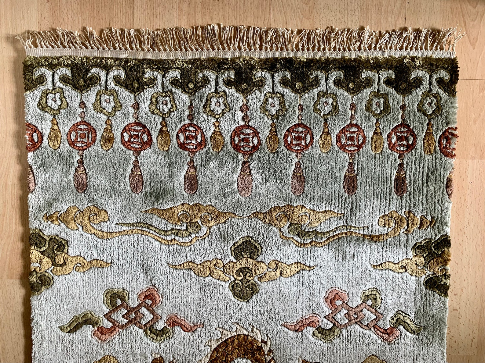 Vintage Chinese Silk Woven Dragon Rug - Etsy