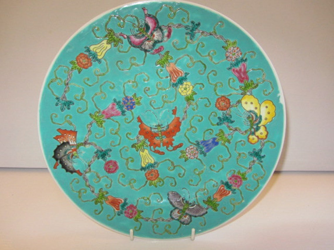 Antique Chinese Porcelain Butterfly Plate Signed - Etsy