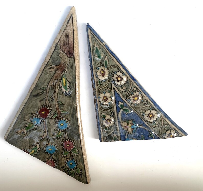 Antique Middle Eastern Pottery Painted Tile X 2 - Etsy