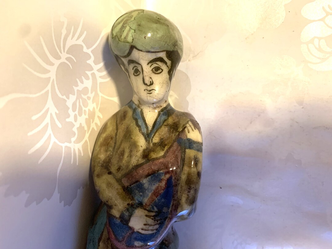 Antique Middle Eastern Pottery Painted Musician Statue - Etsy