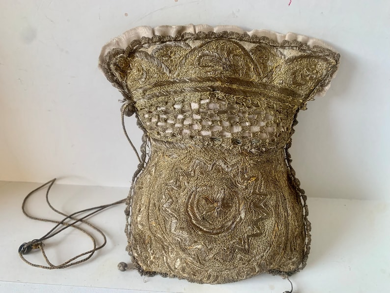 Antique Ottman Gold Metallic Embroidered Coin Pouch Purse - Etsy