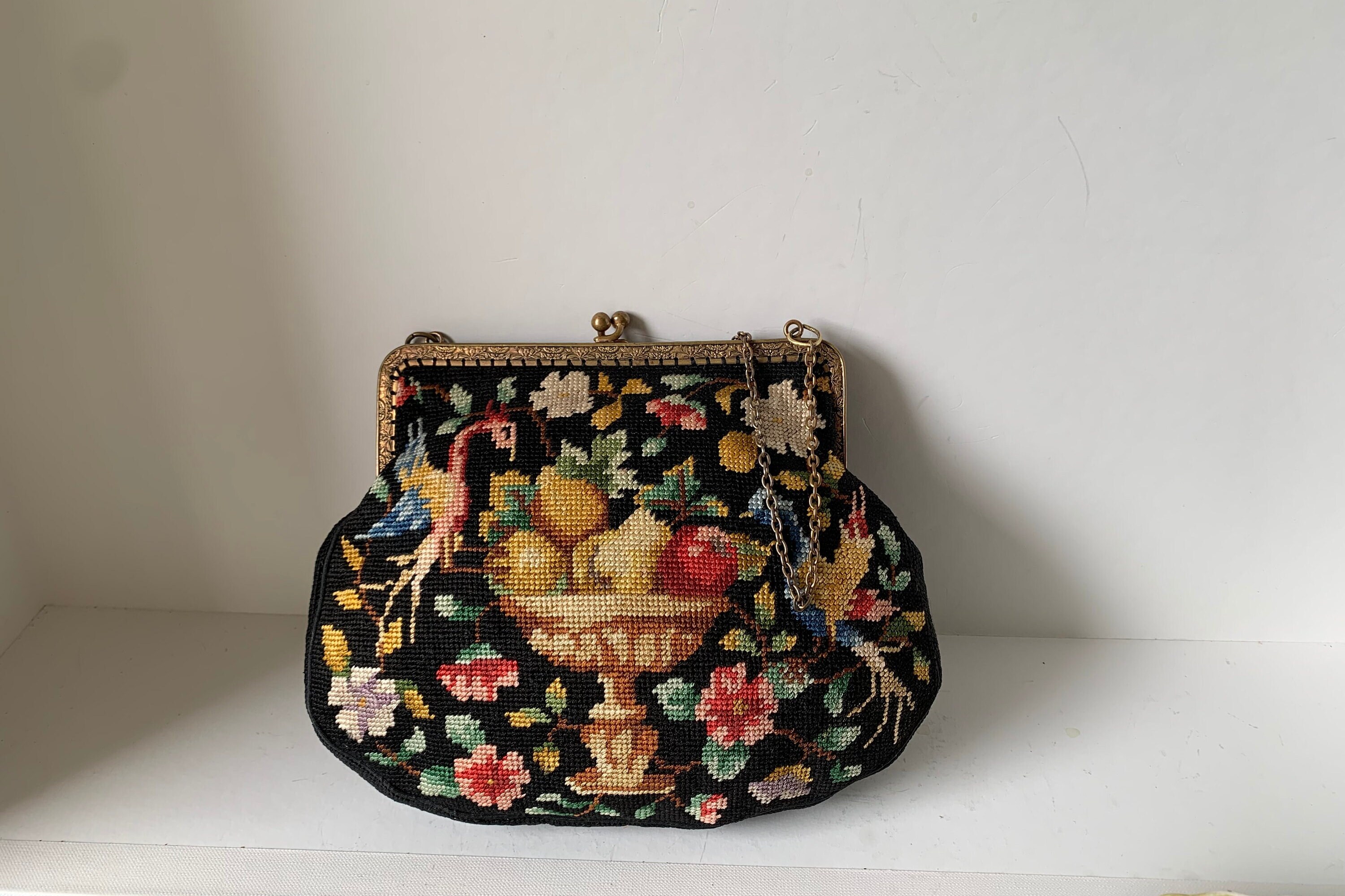 Vintage English Silk Needlepoint Embroidered Evening Bag Purse - Etsy
