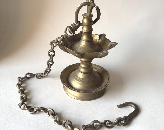 Antique Indian Brass Temple Oil Lamp - Etsy