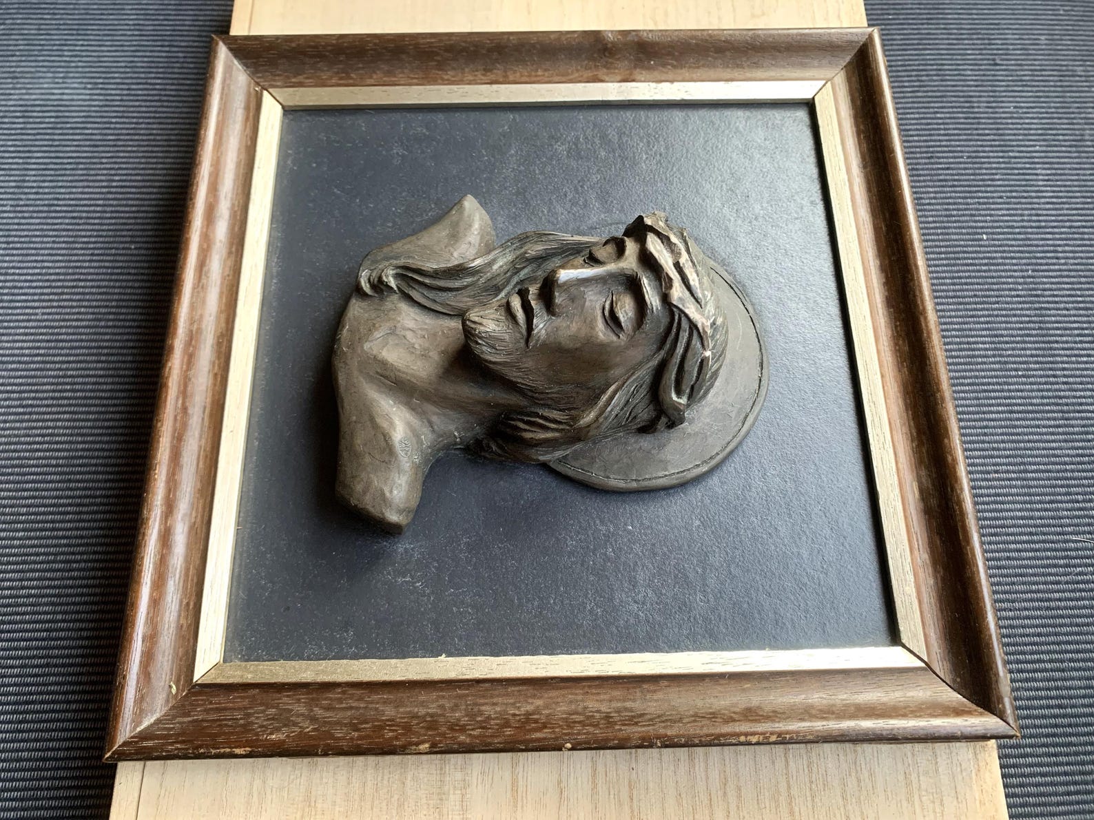 Antique Pottery Sculptured Jesus Bust on Slate Tile in Wooden Frame - Etsy