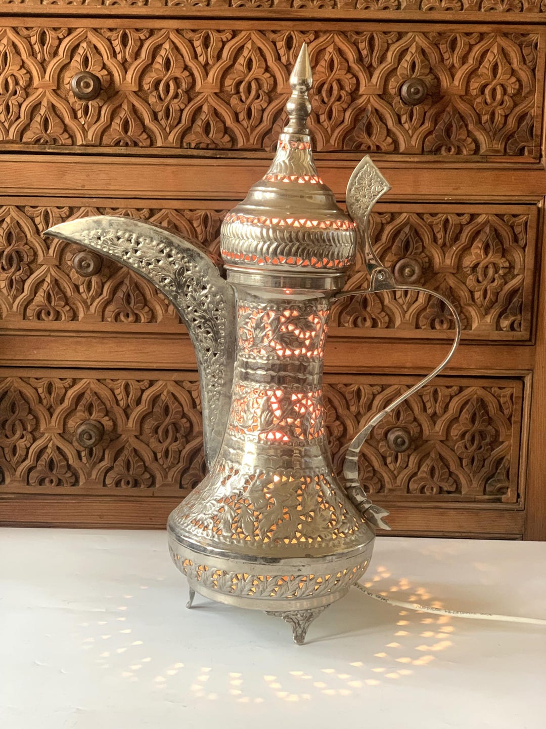 Vintage Middle Eastern Silver Metal Large Electric Dallah Light - Etsy